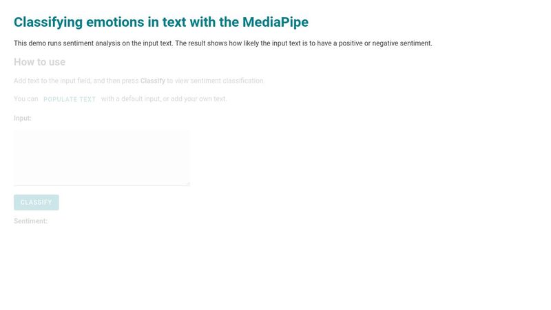 MediaPipe - Classifying emotions in text