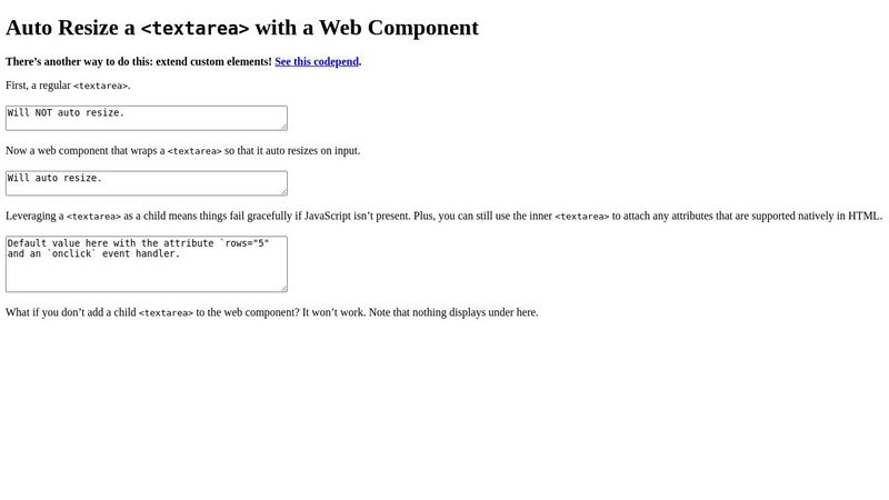 Auto Resize a with a Web Component