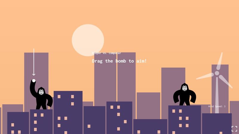Gorillas - Plain JavaScript Game with HTML Canvas