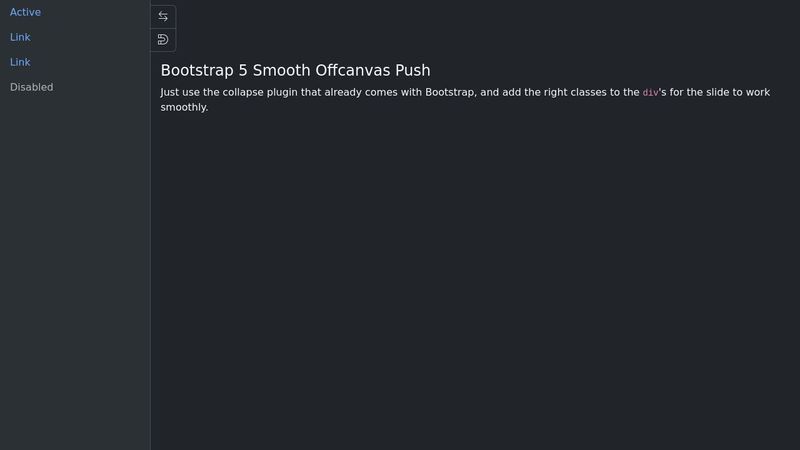 Smooth Bootstrap 5.3 Offcanvas Push effect, using Collapse