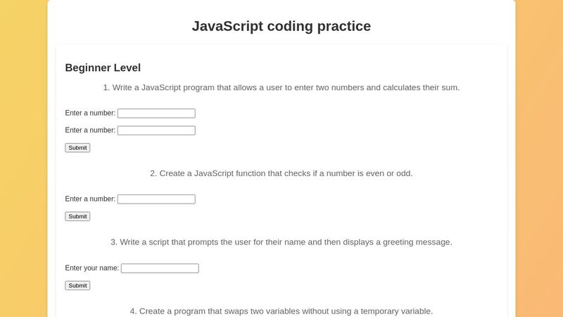 JavaScript coding practice