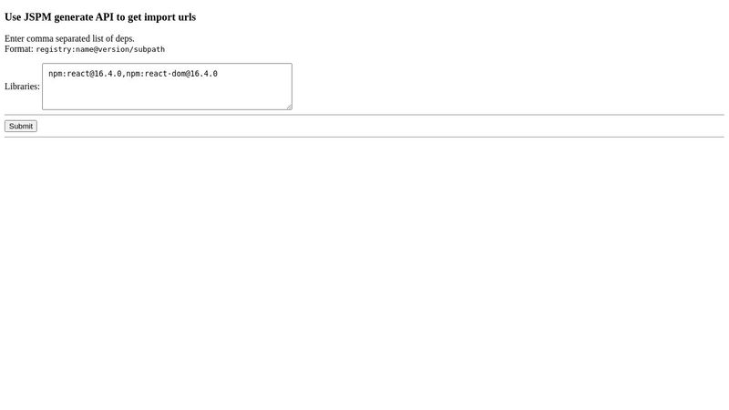 Use JSPM generate API to get import urls