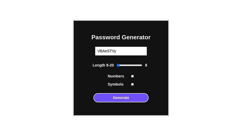 JavaScript - Password Generator