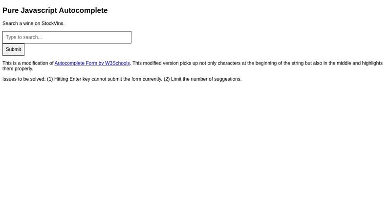 Pure Javascript Autocomplete