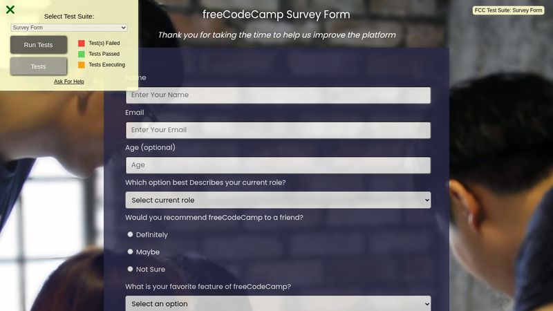 Fork Me! FCC: Survey Form by Sabbir Hossain Fork Me! FCC: Survey Form by Sabbir Hossain
