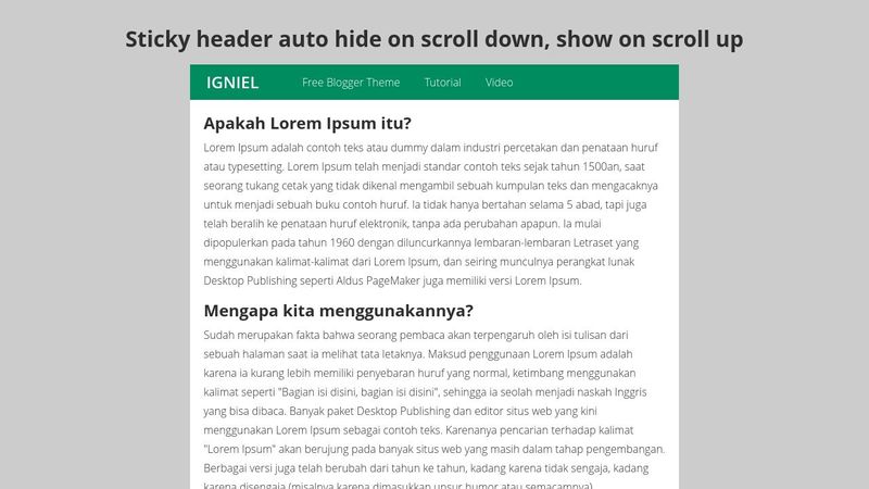 Sticky Header Auto Show / Hide on Scroll Top / Bottom