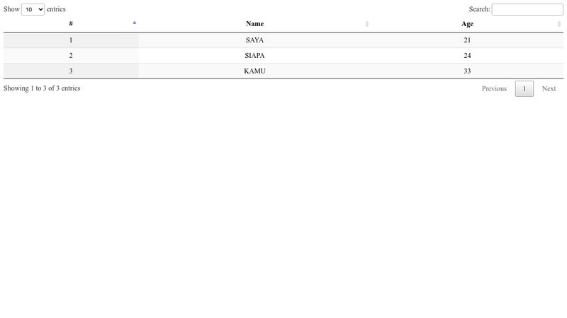 Datatables Javascript Example