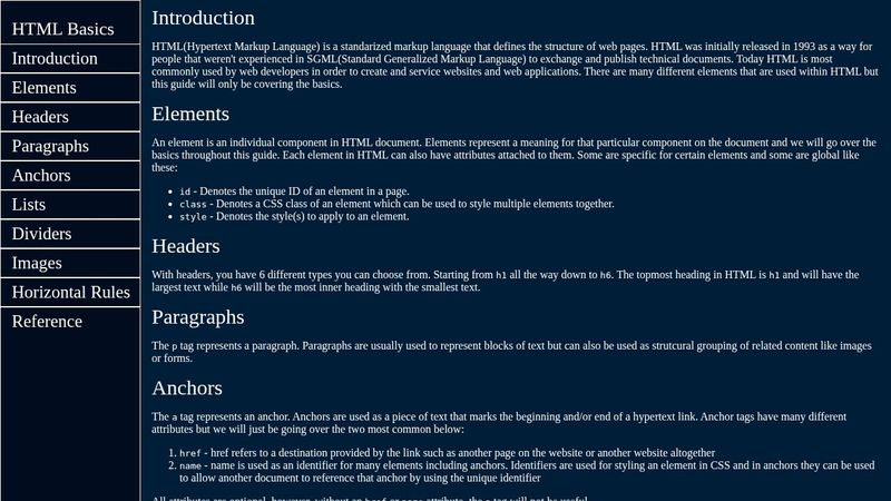 HTML Technical Document