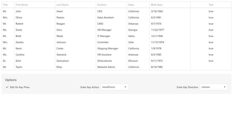 Customize Keyboard Navigation - DevExtreme Data Grid