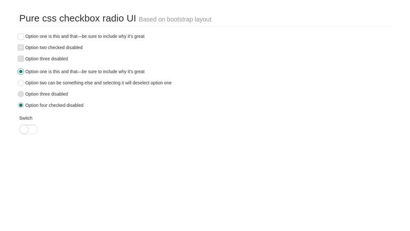 Pure css checkbox radio UI