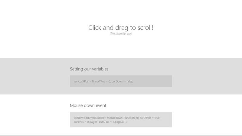 Javascript click and drag scroll