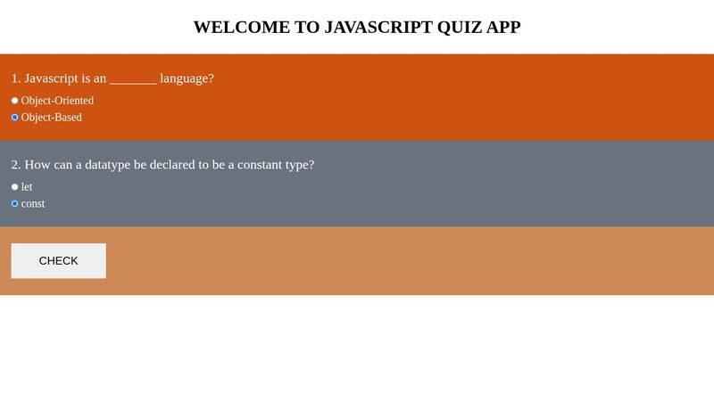Quiz App using Javascript