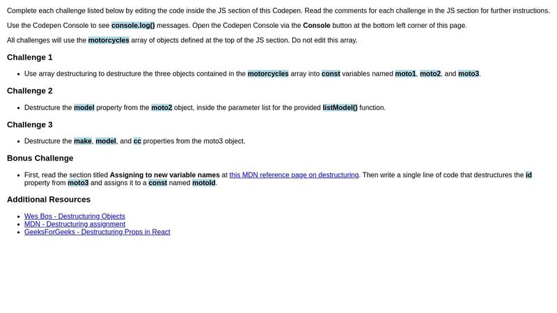 Code Challenge: Destructuring