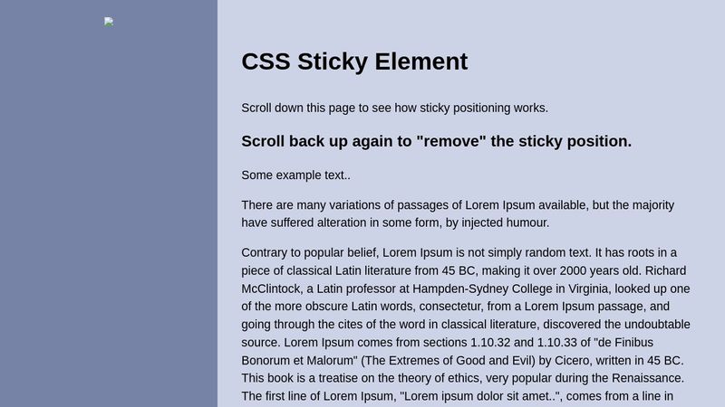 CSS Sticky Element