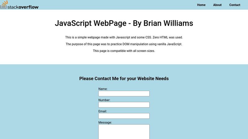 Pure JS Webpage