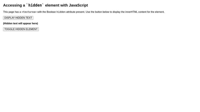 Accessing a `hidden` element with JavaScript