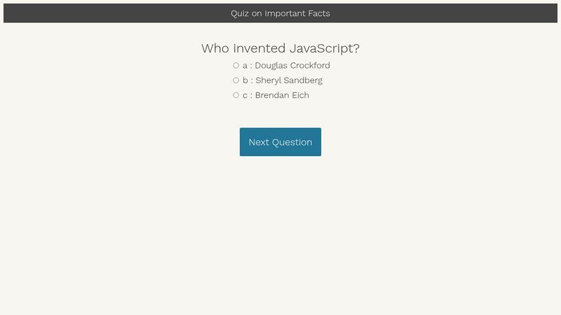 Simple JavaScript Quiz With Pagination
