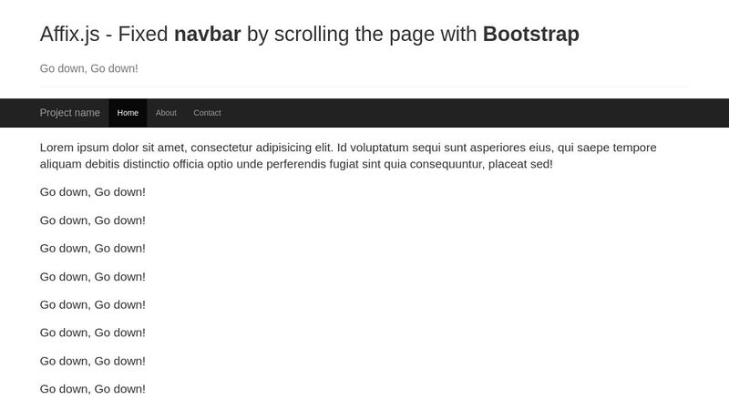 Sticky Navigation with Affix.js Bootstrap - Fixed navbar by scrolling the page
