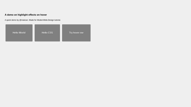 CSS highlight effect on hover