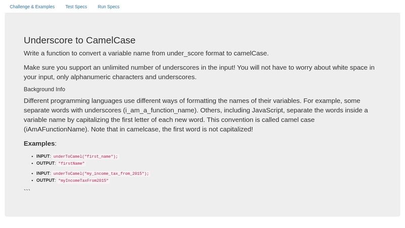 Underscore to camelCase