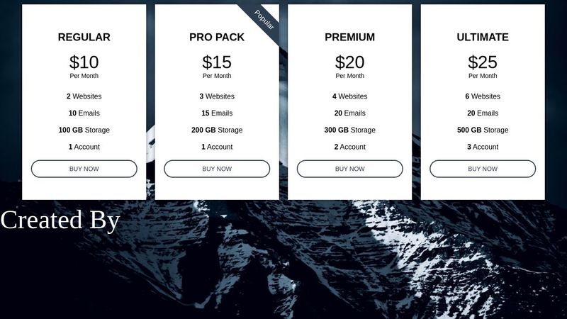 Pricing Table Only HTML & CSS