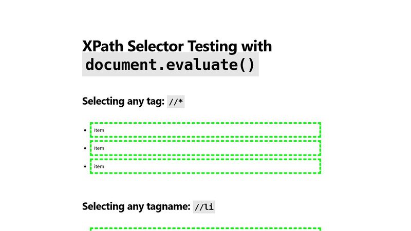 XPath Selector Demo - document.evaluate()