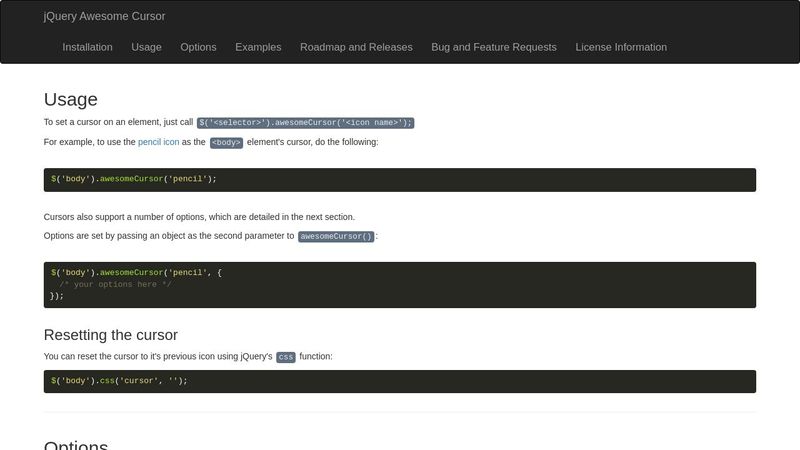 jQuery Awesome Cursor with typicons.com