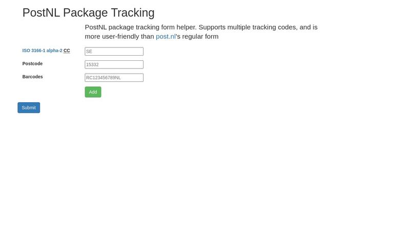 PostNL Package Tracking Form