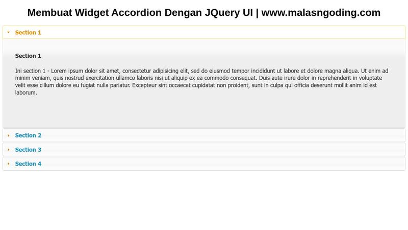 JQuery UI Part 4 : Membuat Widget Accordion Dengan JQuery UI