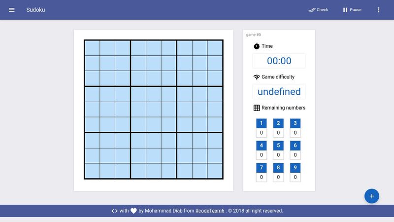 Sudoku with material design (pure js and css)