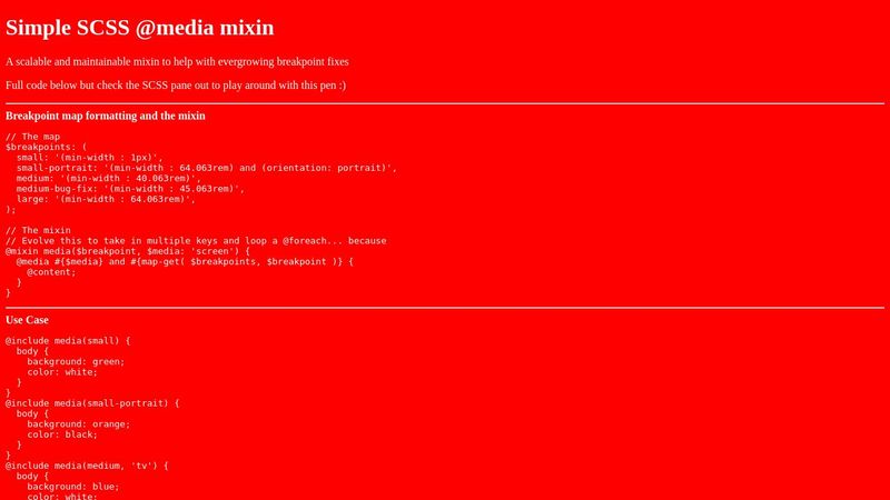 SASS Media Query sass-media-query