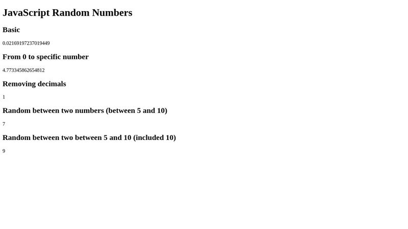 JavaScript Random Number