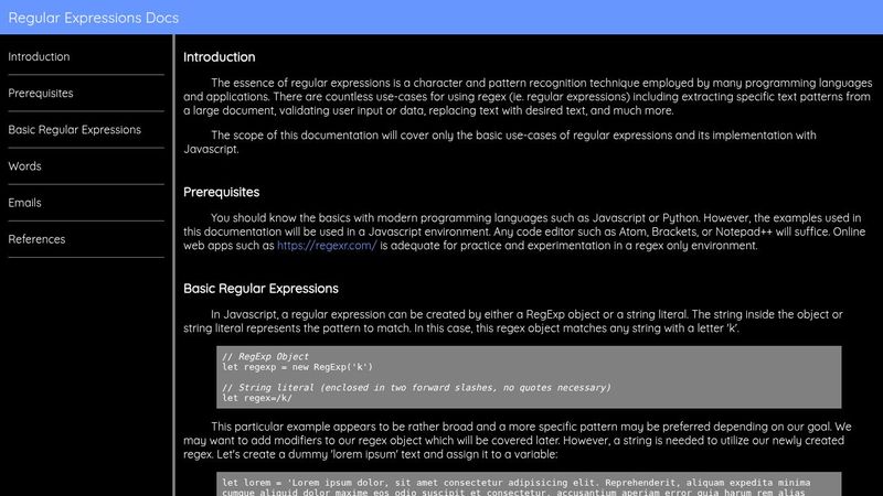 Regular Expressions Technical Documentation
