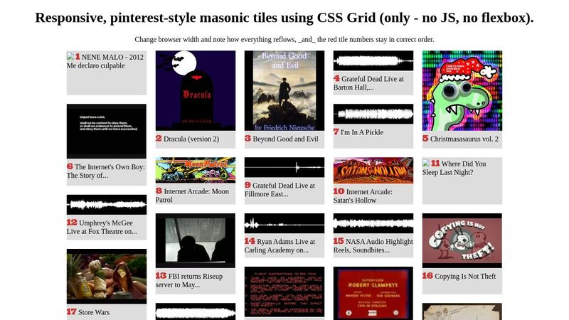 CSS Grid: responsive pinterest-style masonry var height imagery. mic drop!