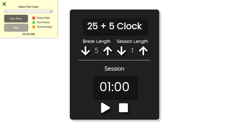 freeCodeCamp: 25 + 5 Clock