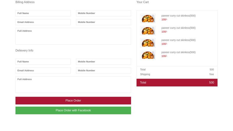 Responsive checkout page with Form