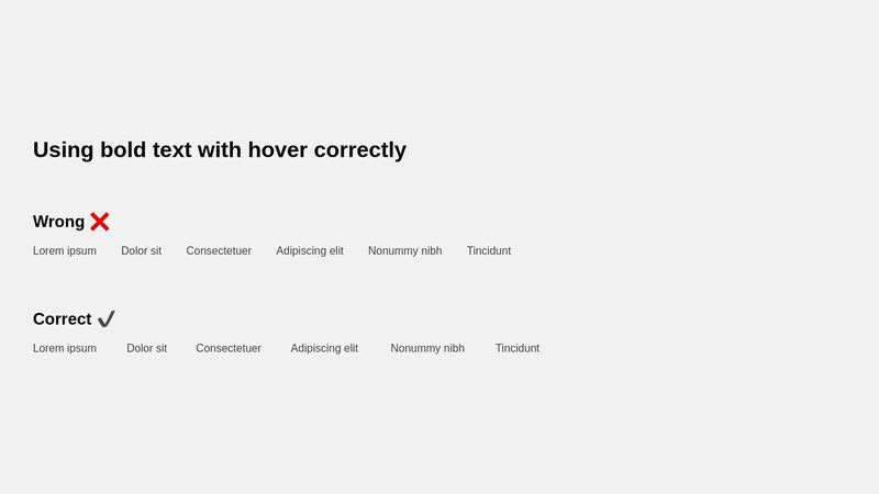 CSS hover + bold text