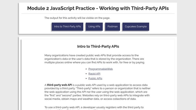 Module 2 Coding Activity - Working with Third-Party APIs & Postman Intro - STARTER - Summer 2022