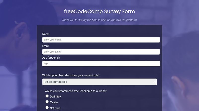 Freecodecamp survey project form