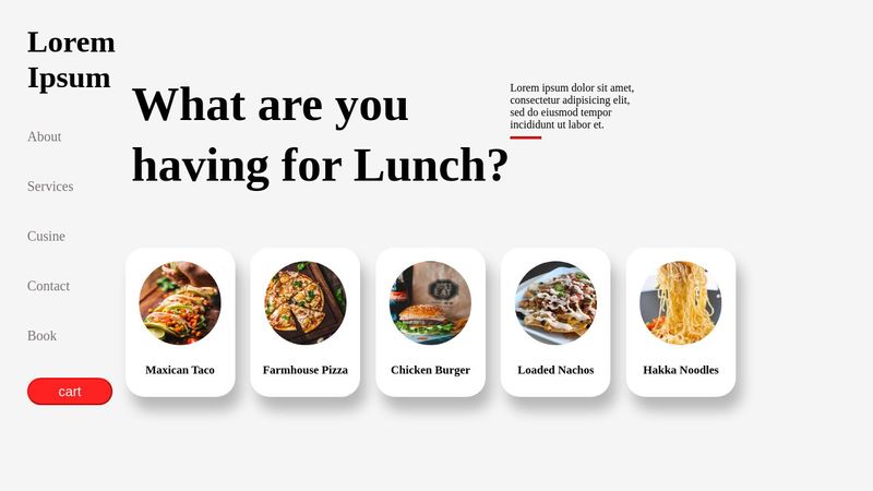 responsive food order page using HTML and CSS
