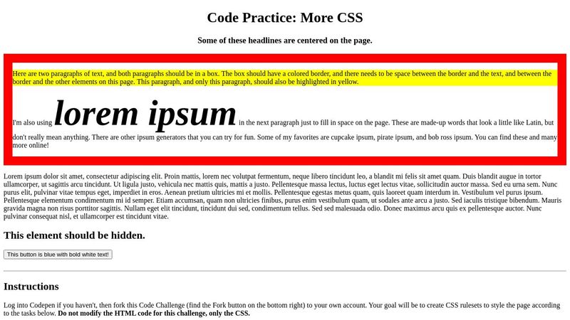 Code Practice: More CSS
