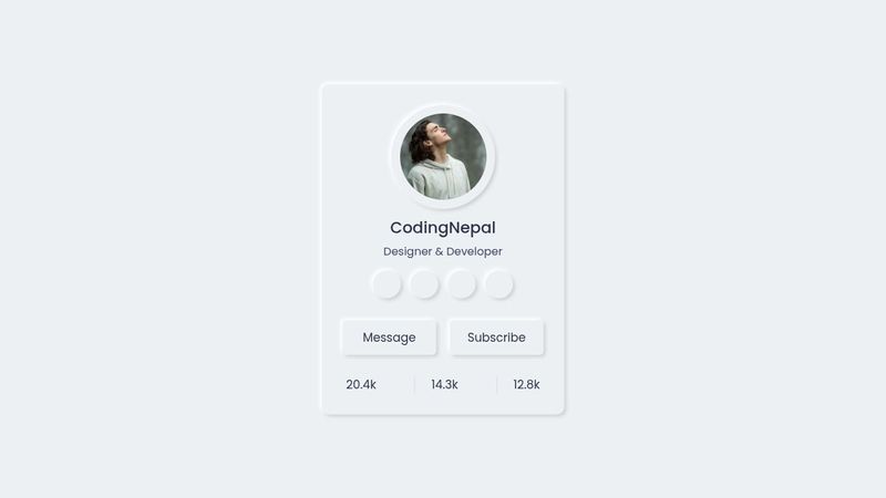 Neumorphism Profile Card UI Design using only HTML & CSS