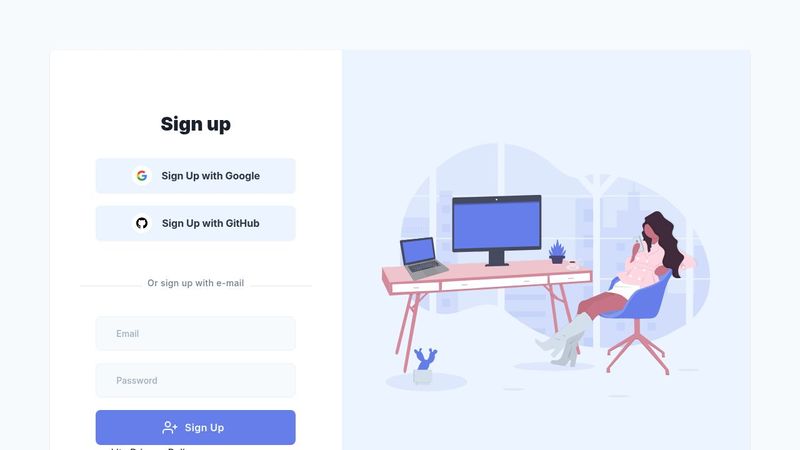 Responsive Sign Up Form Page Template Build With Tailwind CSS