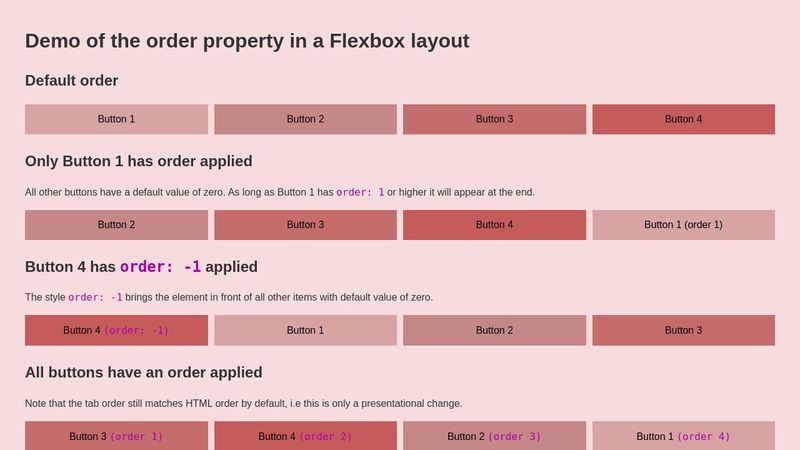 Using CSS flex order for ordering items/columns