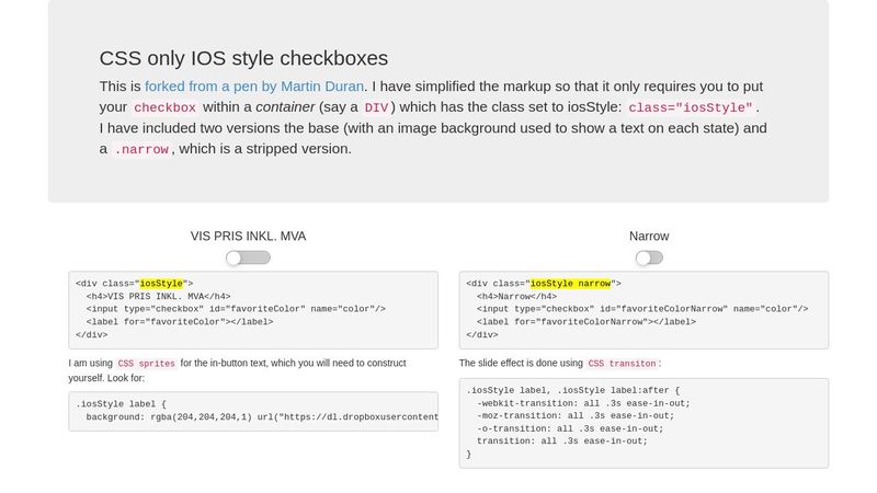 CSS only IOS style checkboxes
