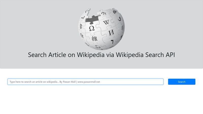 Search Article on Wikipedia via Wikipedia Search API