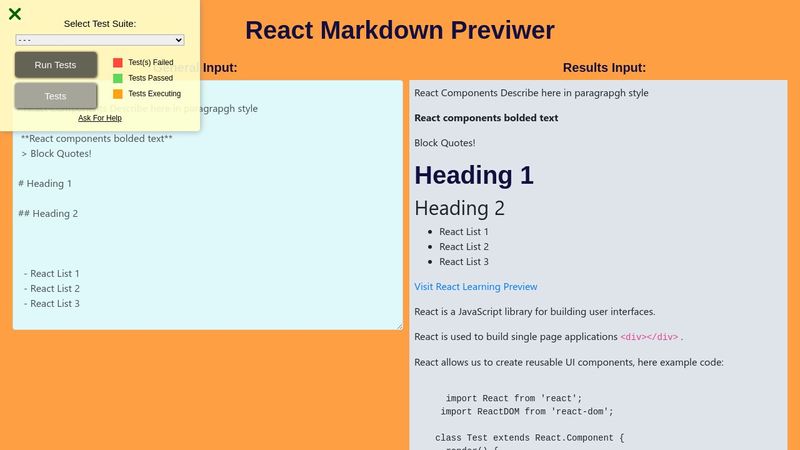 markdown previewer react