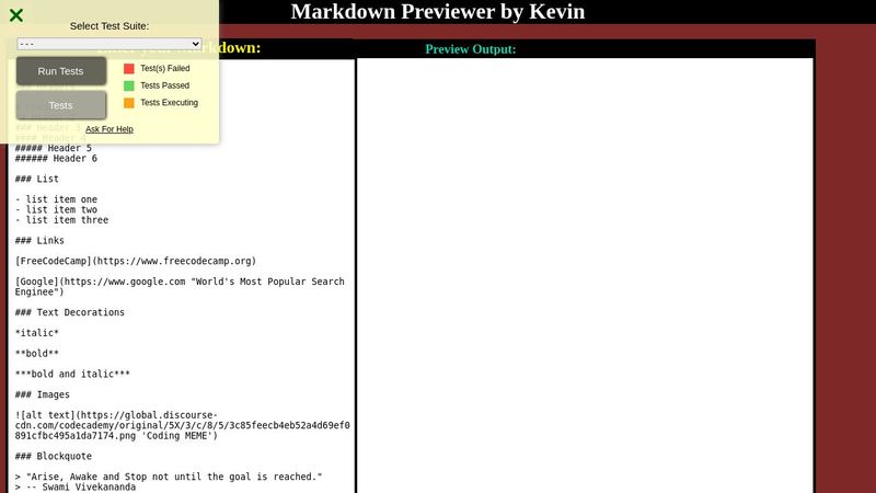 Markdown previewer by Kevin