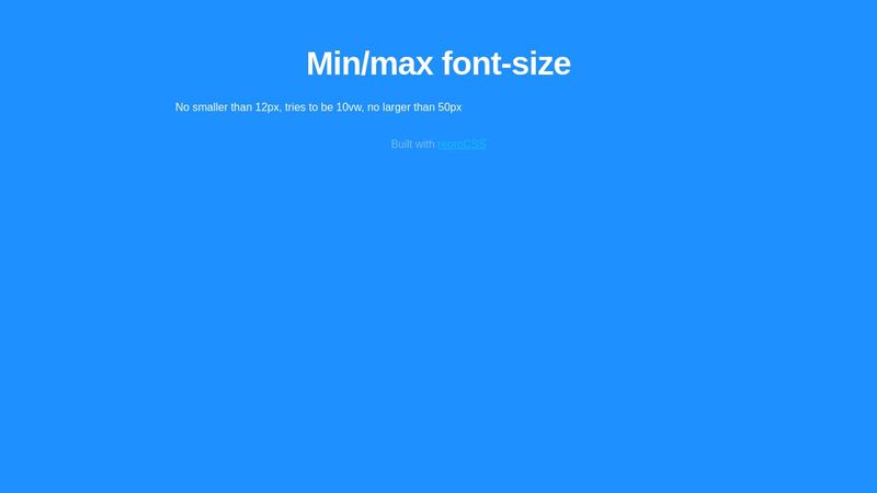 Min max Font size Min max Font size