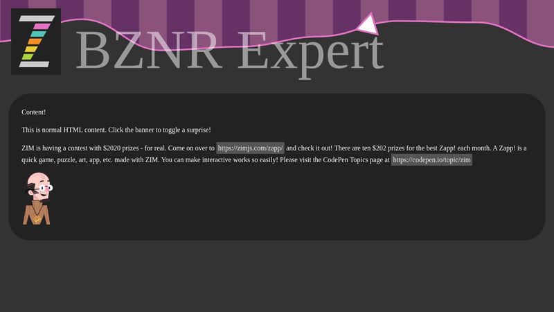 ZIM Line Banner - last two CodePen Challenges in one!